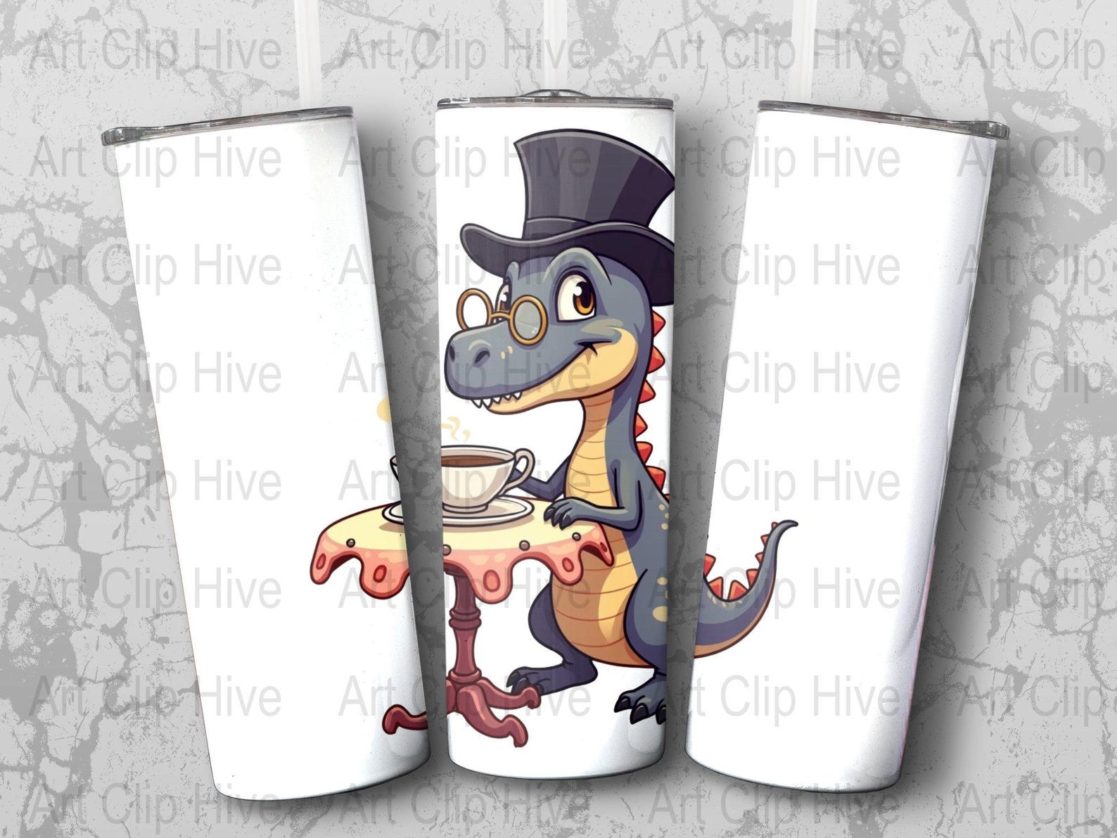 T-rex Tea Party Clipart PNG, Whimsical Dinosaur Drinking Tea ...