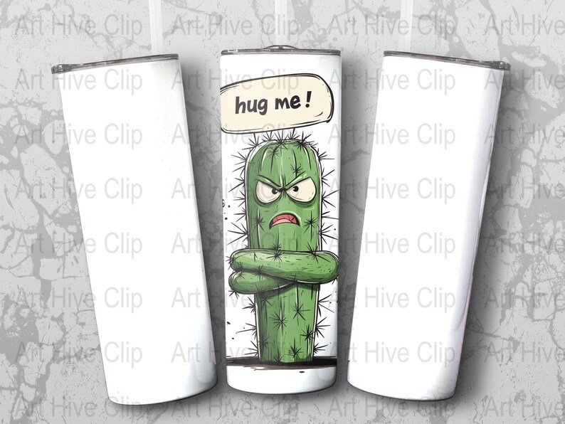 Funny Cactus PNG, Angry Cartoon Cactus With Hug Me Quote, Digital Cactus Clipart, Cute Cactus ...