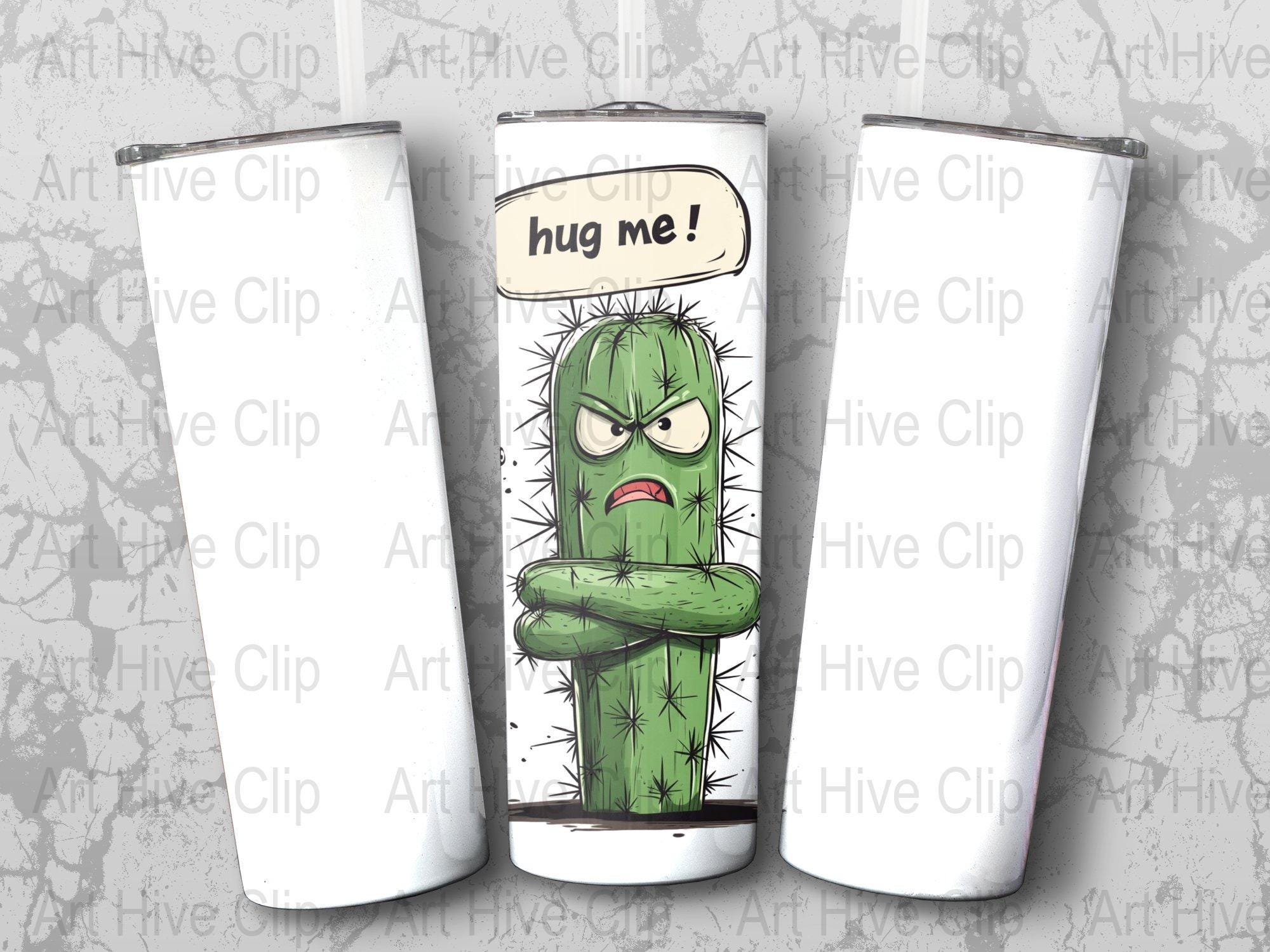 Funny Cactus PNG, Angry Cartoon Cactus With Hug Me Quote, Digital ...
