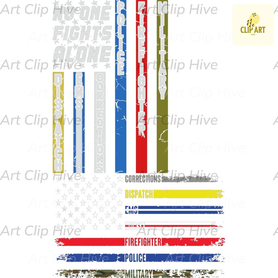 First Responders American Flag PNG, Support Our Heroes Clipart Set, No ...