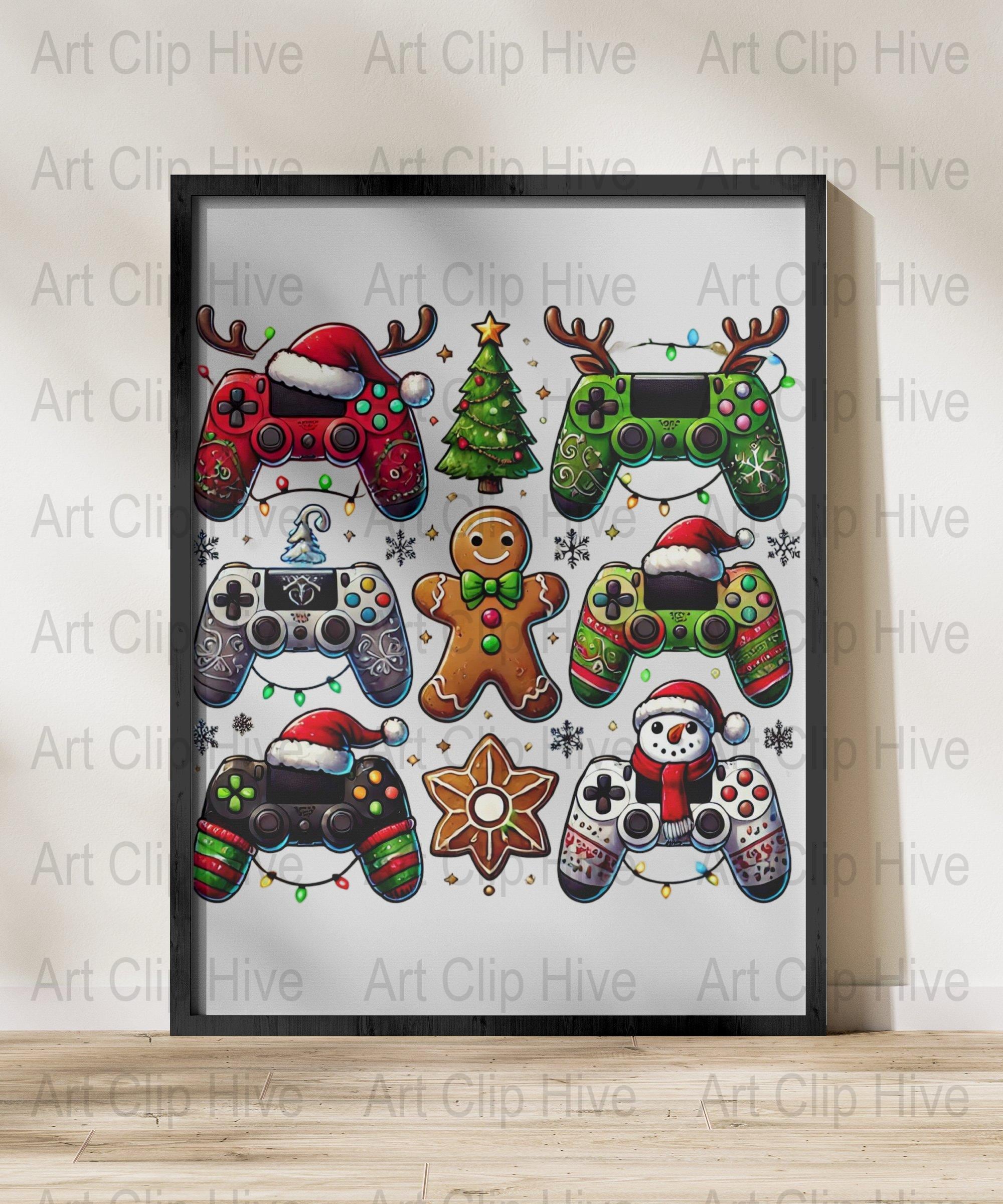 Retro Christmas Gaming Controller Png, Santa Claus Design, Kids Gaming ...