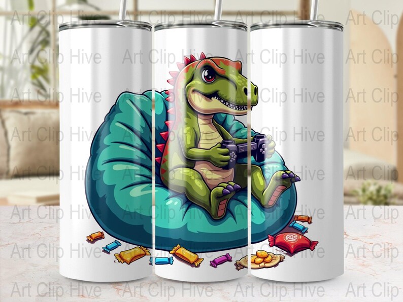 Fun Gaming Dinosaur Png, Cute Cartoon T-rex Playing Video Games Clipart ...