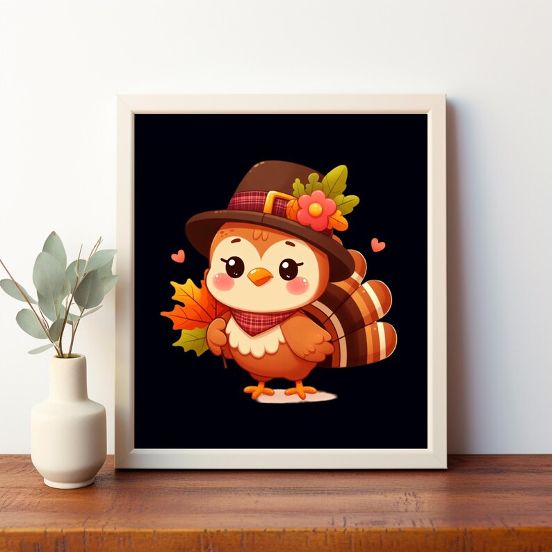 Cute Turkey Clipart, Watercolor Turkey Graphics, Fall Clipart ...
