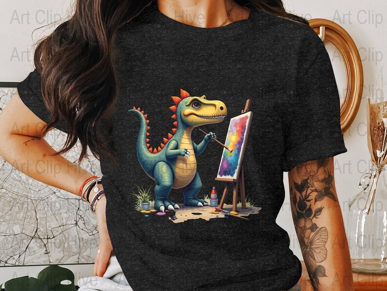 Creative Dinosaur Clipart PNG Ankylosaurus Artist – Fun Dino Painting ...