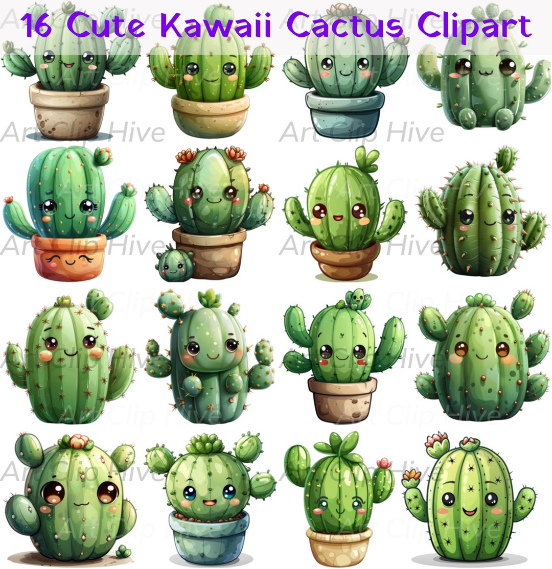 Kawaii Cactus Clipart, Cute Cactus PNG, Cactus Sublimation Design ...