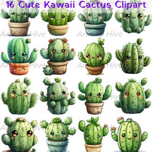 Kawaii Cactus Clipart, Cute Cactus PNG, Cactus Sublimation Design ...