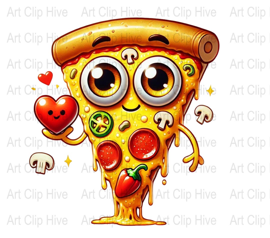 Cute Pizza Slice Clipart, Pizza by the Slice Png, Adorable Pizza With ...