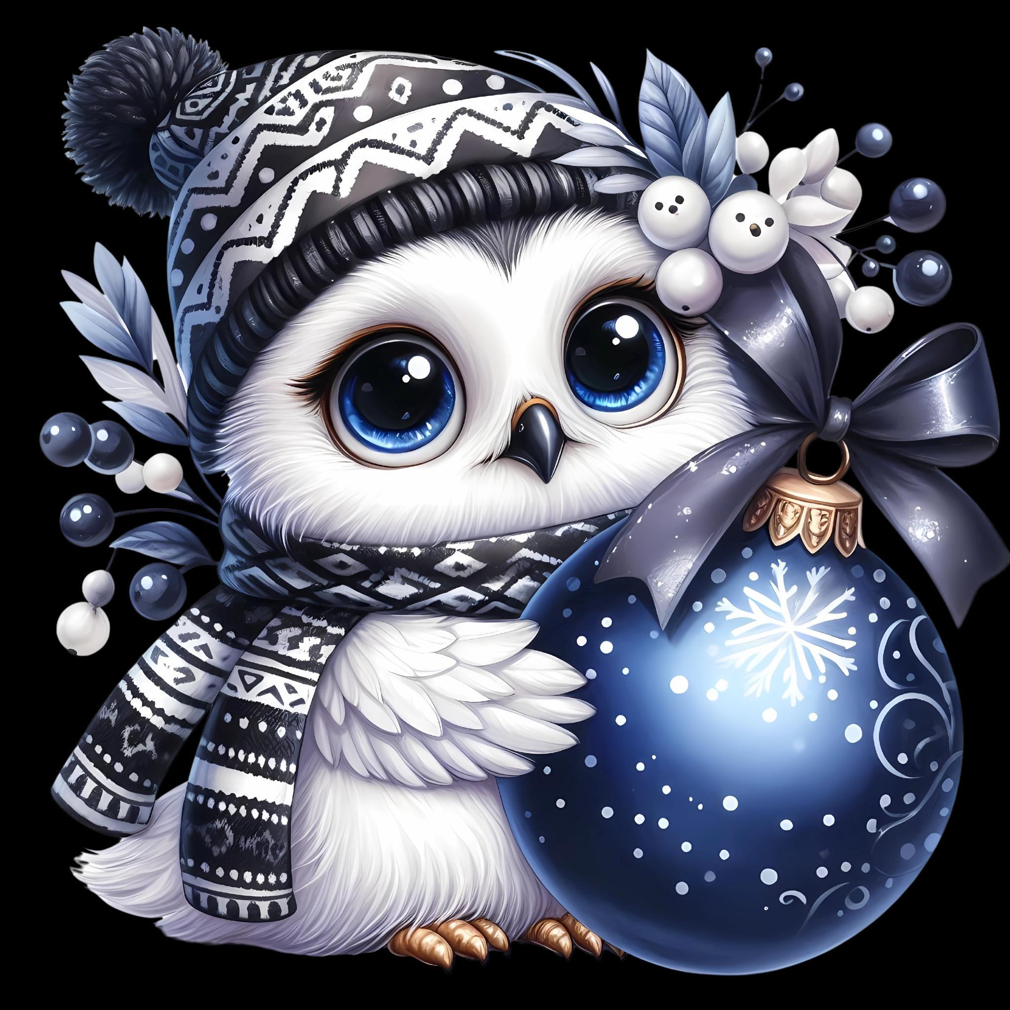 Cute Christmas Owl Clipart, Owlet Png, Watercolor Owl Clipart, Cute ...