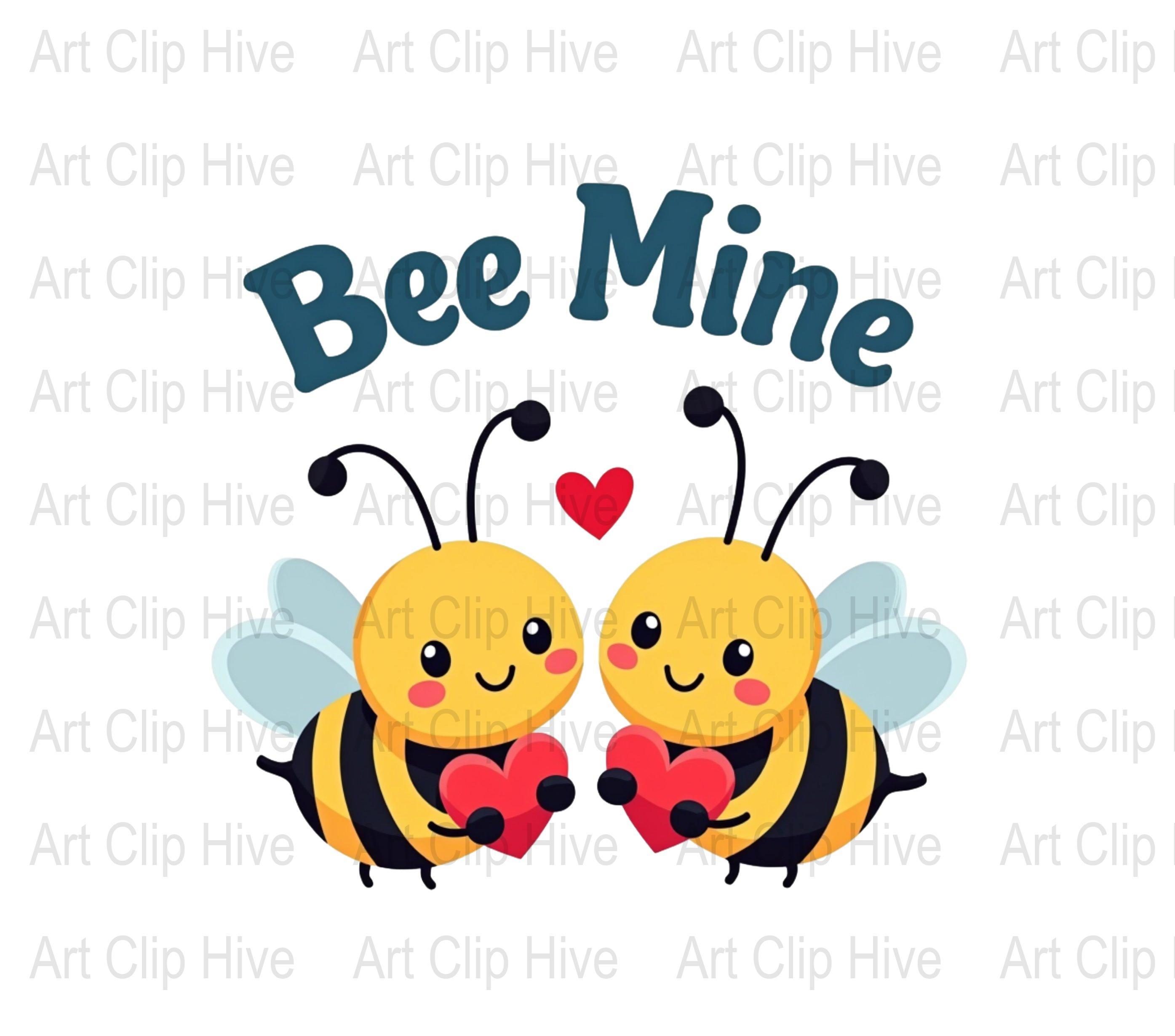 Cute Bee Mine Digital Print, Adorable Bumblebee Valentine's Day Art ...