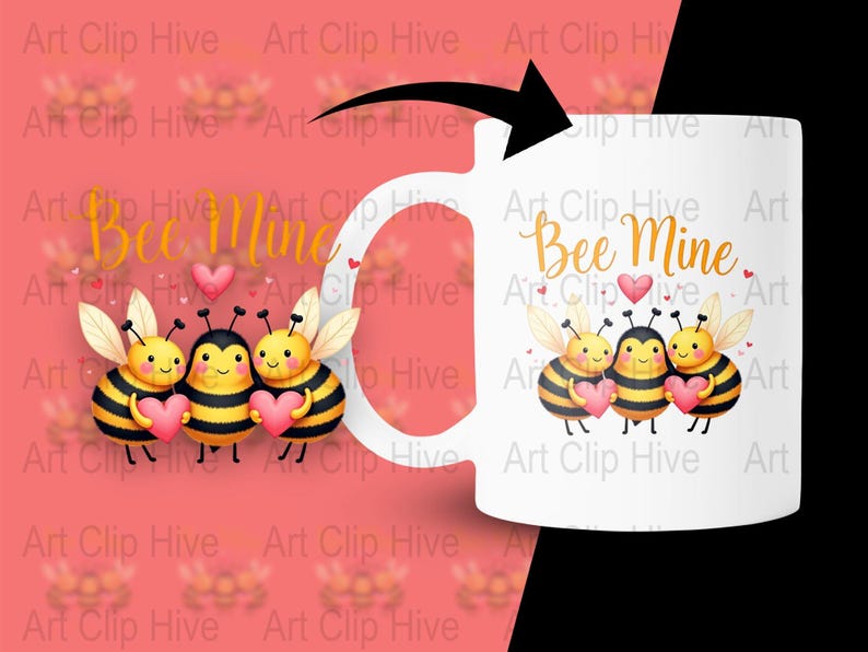 Cute Bee Mine Digital Print, Valentine Bee Mine Bumblebee Png, Hearts ...