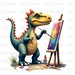 Creative Dinosaur Clipart PNG Ankylosaurus Artist – Fun Dino Painting ...
