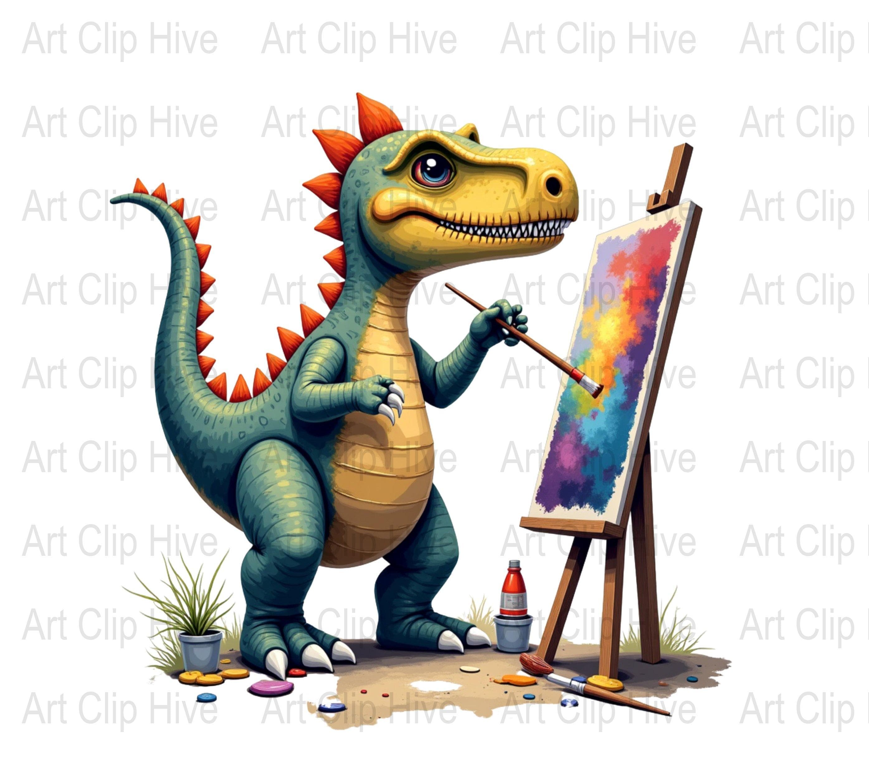 Creative Dinosaur Clipart PNG Ankylosaurus Artist – Fun Dino Painting ...