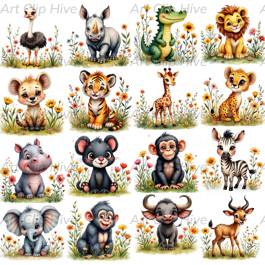 Safari Animals Clipart, African Jungle PNG, Zoo Animals, Big Five ...