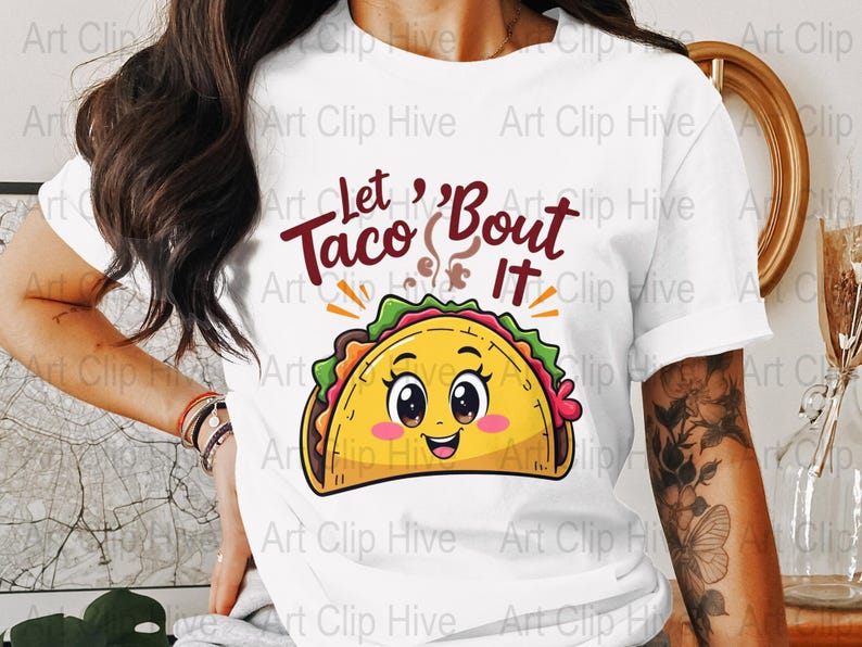 Let's Taco Bout It Png, Taco Lover Funny Taco T-shirt, Kawaii Food ...