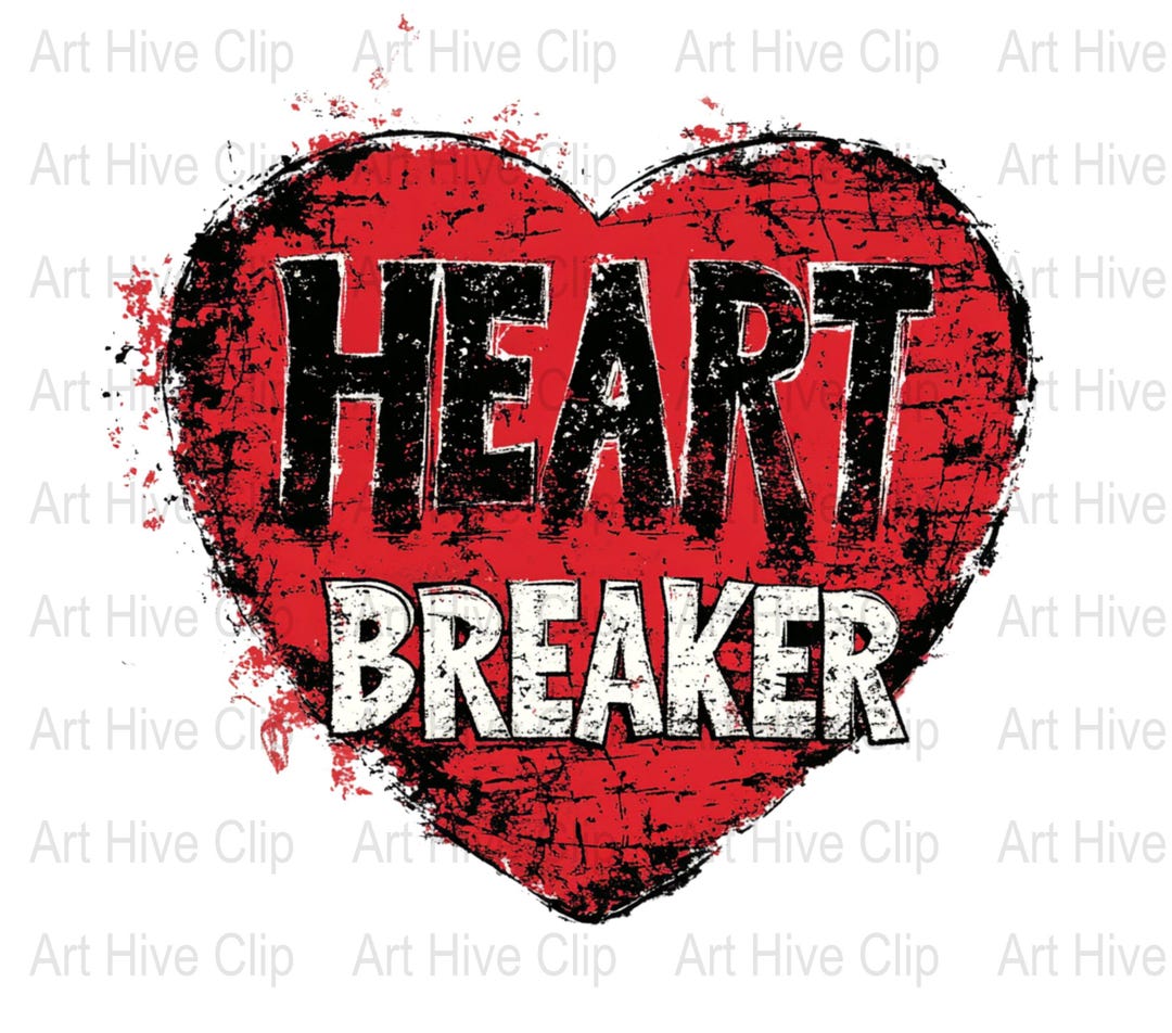 Heartbreaker PNG, Bold Red Heart Design, Grunge Heart Clipart, Digital ...