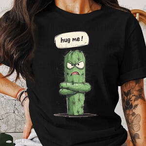 Funny Cactus PNG, Angry Cartoon Cactus With Hug Me Quote, Digital Cactus Clipart, Cute Cactus ...