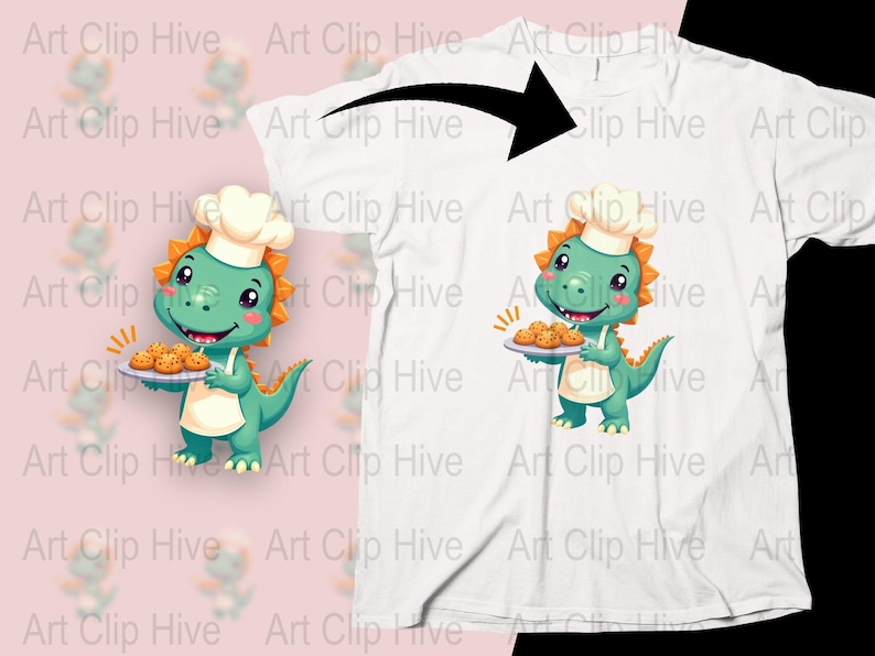 Cooking Dinosaur Clipart PNG Triceratops Chef, Cute Dino Baking Cookies ...