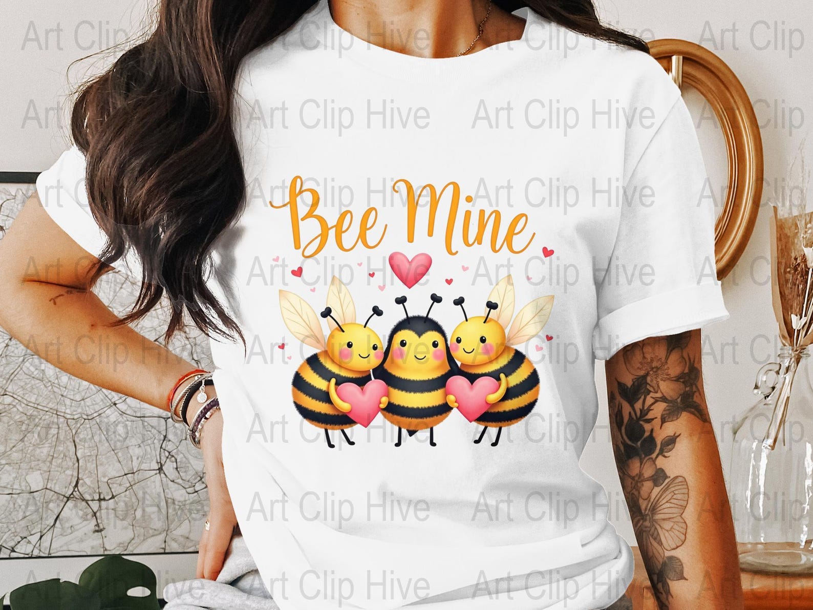 Cute Bee Mine Digital Print, Valentine Bee Mine Bumblebee Png, Hearts ...