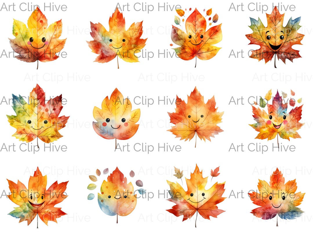 Fall Leaf Watercolor Clipart Bundle - Autumn Leaves PNG -thanksgiving ...