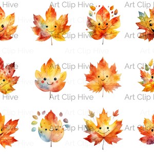 Fall Leaf Watercolor Clipart Bundle - Autumn Leaves PNG -thanksgiving ...
