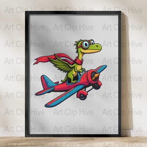 Cute Dinosaur Flying Airplane PNG, Fun Dinosaur Clipart, Vintage ...