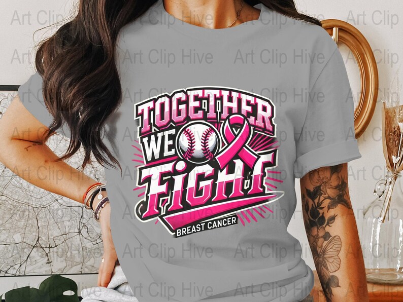 Together We Fight Breast Cancer PNG, Softball SVG, Baseball Awareness ...