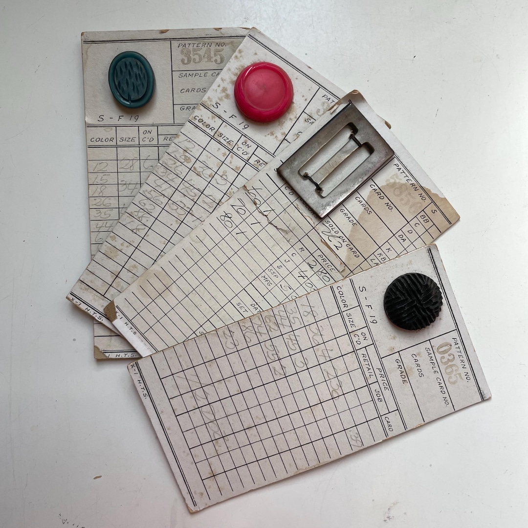 12+ Antique Salesman Button Buckle Sample Cards Lot - Button Buckle ...
