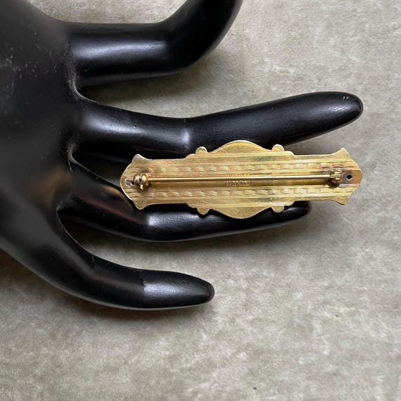 Vintage Hayward 12k Gold Filled Bar Pin - Black Ename… - Gem
