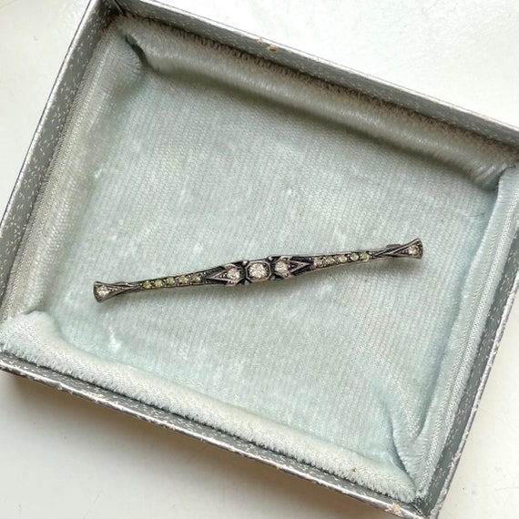 Antique Sterling Paste Bar Pin - Victorian Sterling, … - Gem