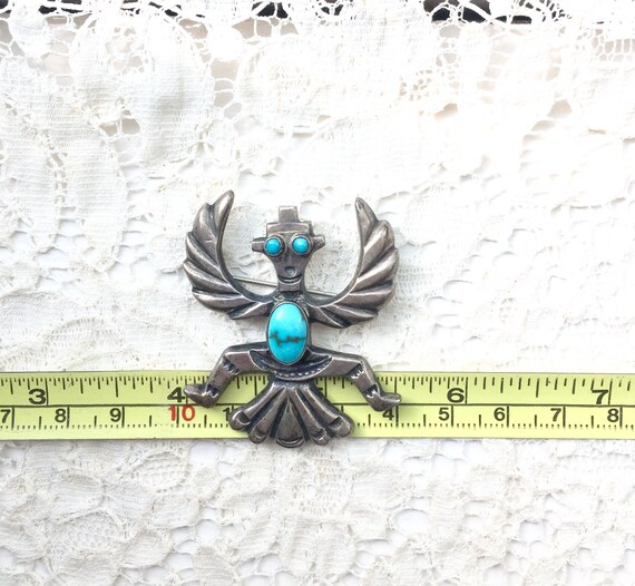 Sterling Turquoise Native American Knifewing Pin - Kn… - Gem