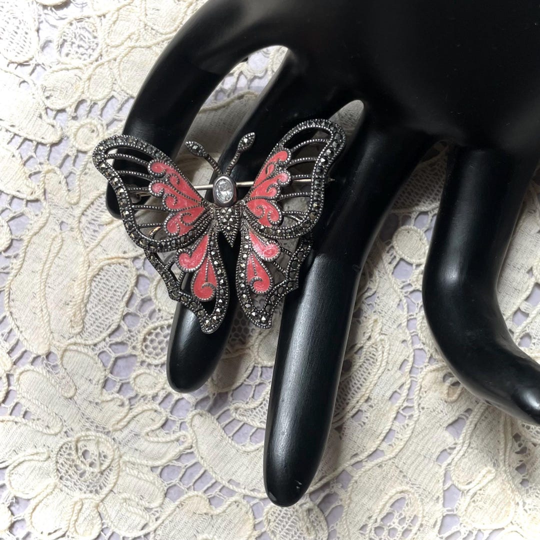 Sterling Judith Jack Enamel Marcasite Butterfly Pin - Etsy