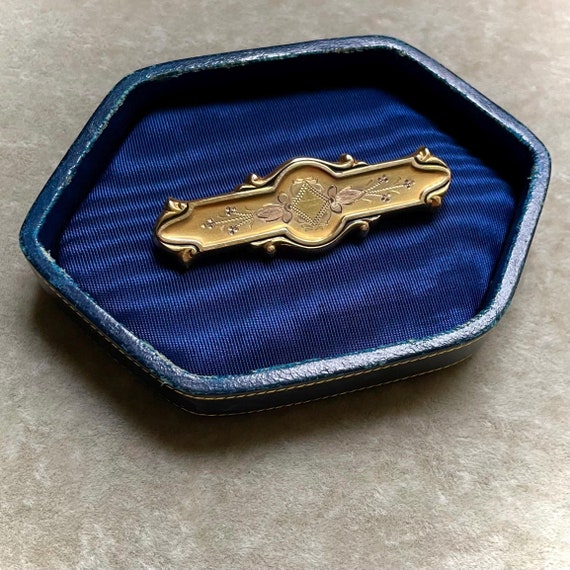 Vintage Hayward 12k Gold Filled Bar Pin - Black Ename… - Gem