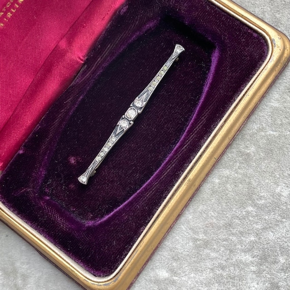Antique Sterling Paste Bar Pin - Victorian Sterling, … - Gem