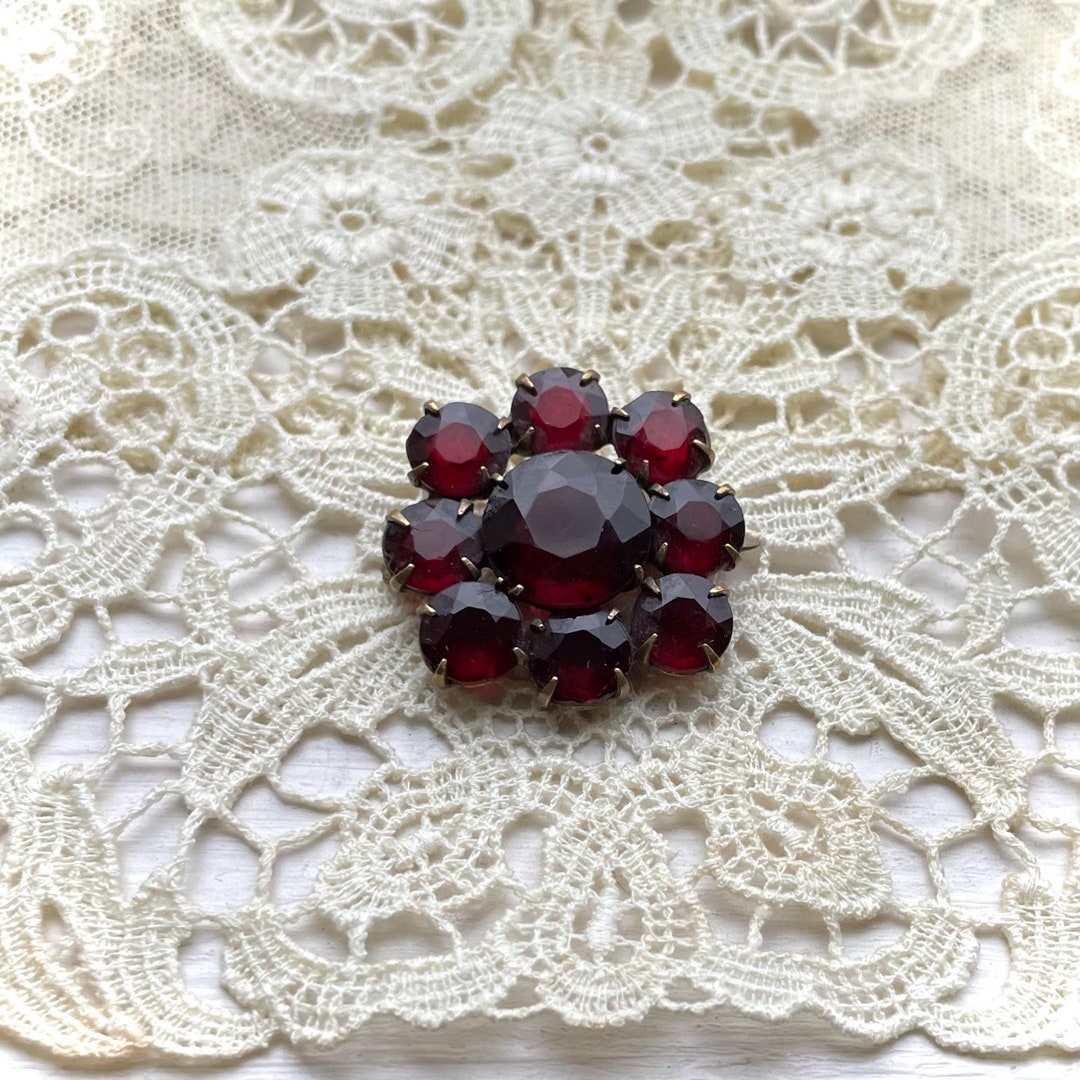 Antique Bohemian Garnet Pin - Etsy