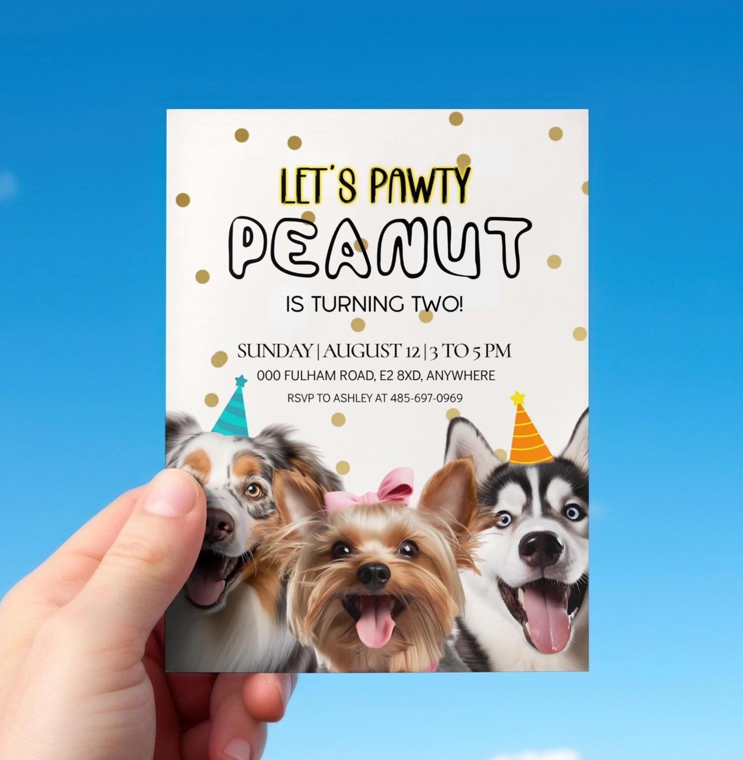 Dog Pawty Digital Invitation, Dog Birthday Invitation, Evite, It's ...