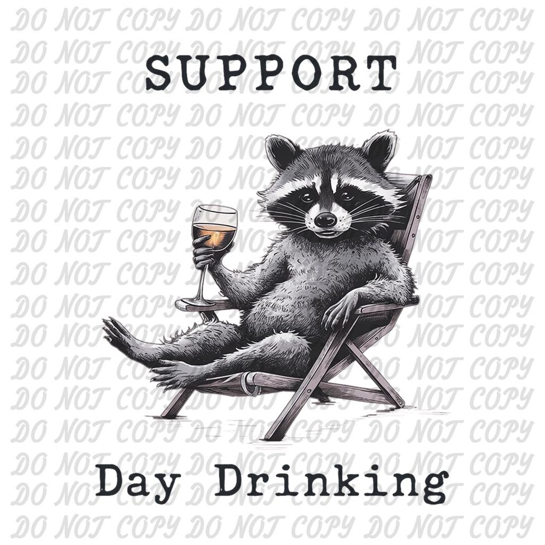 Raccoon With Wine Retro PNG Day Drinking Sublimation Design - Etsy