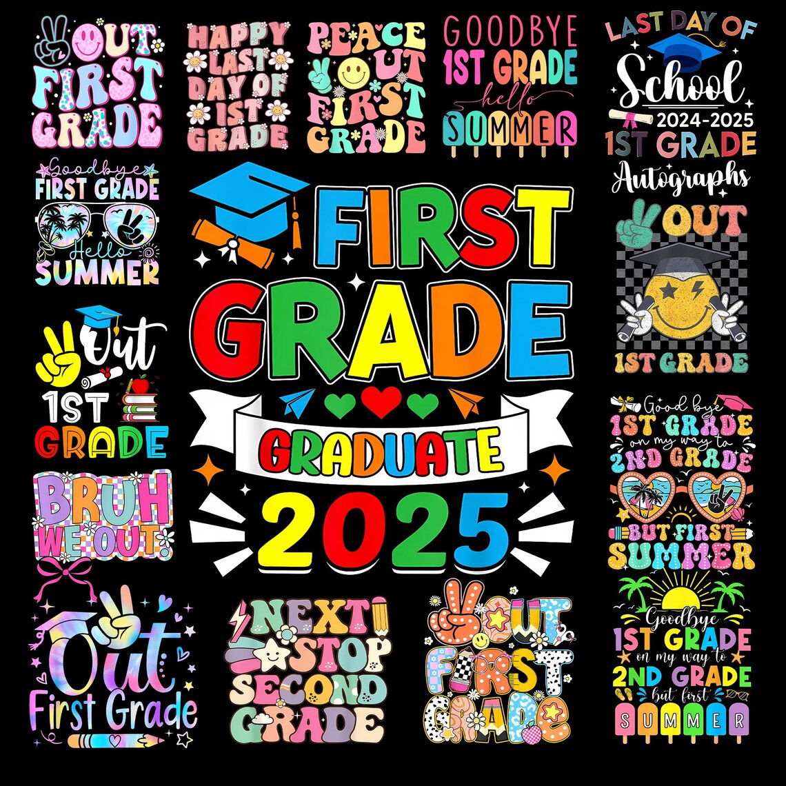 1st Grade Graduation Png, First Grade Grad Bundle, 1st Grade PNG, Last ...