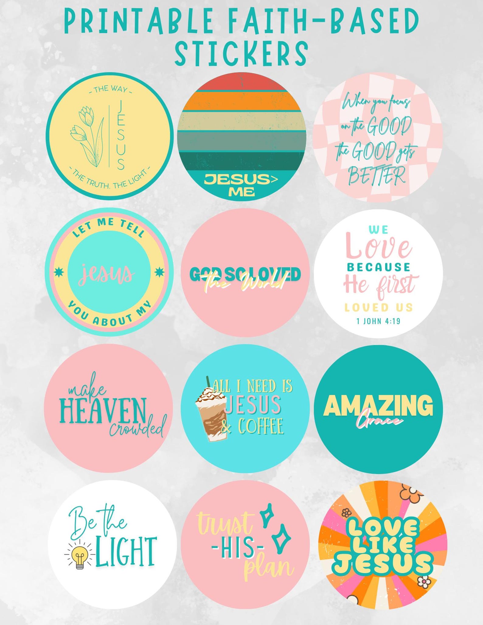 Printable Faith-based Stickers. Bible Verse Stickers. Christian Bible ...