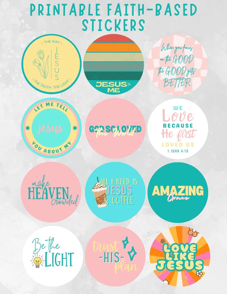 Printable Faith-based Stickers. Bible Verse Stickers. Christian Bible ...