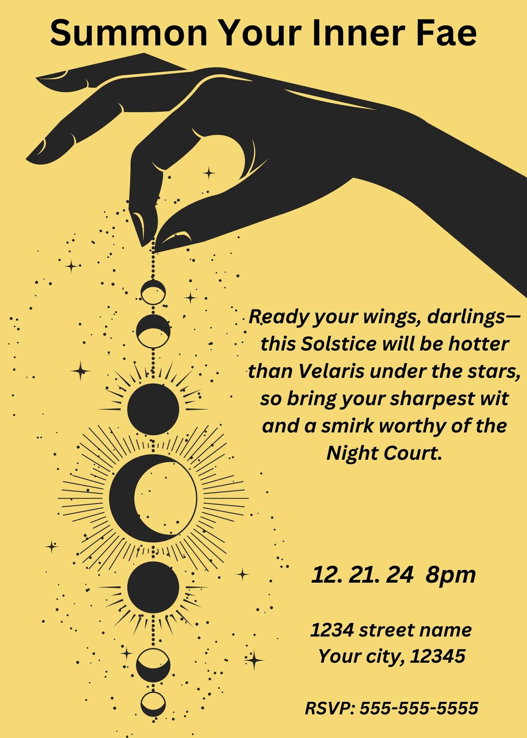 ACOTAR Themed Solstice Party Invitation Summon Your Inner Fae digital ...