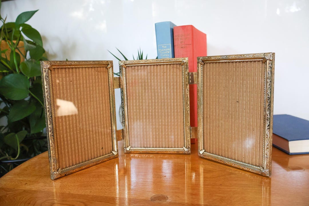 Vintage Brass Tryptic 5x7 Hinged Photo Frame - Etsy