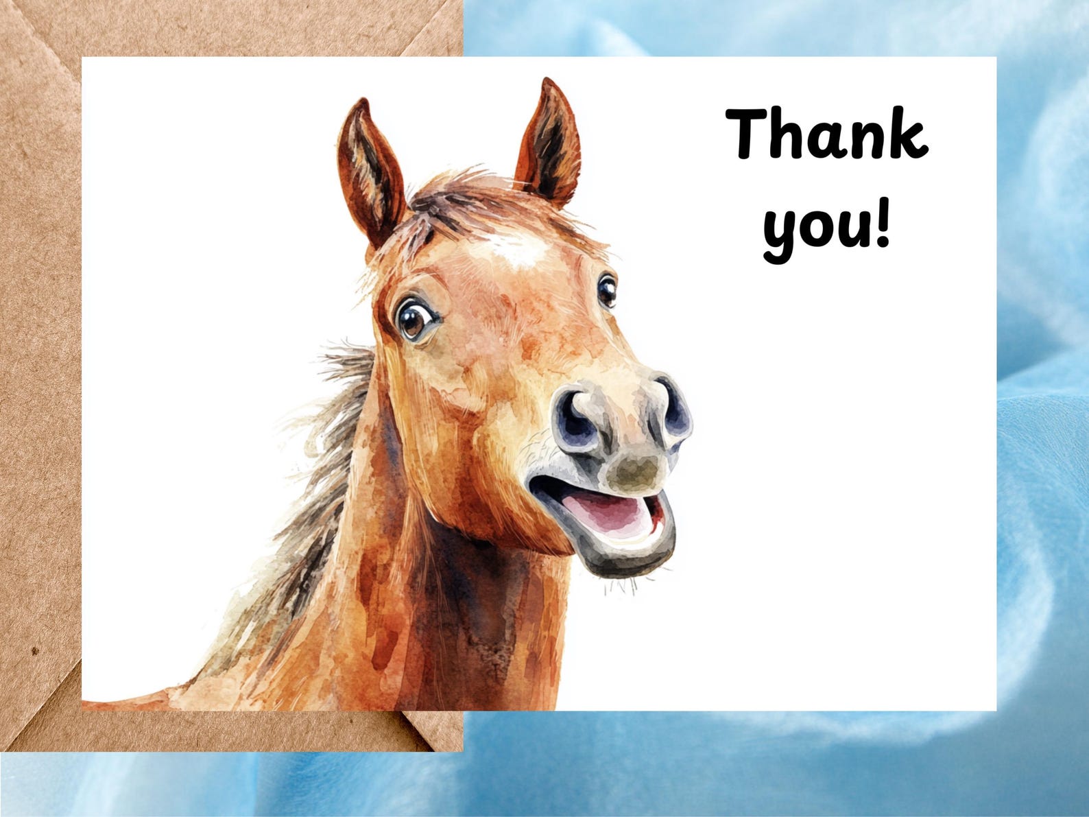 Brown Horse Thank You Cards, Watercolor Brown Horse Thank You Card ...