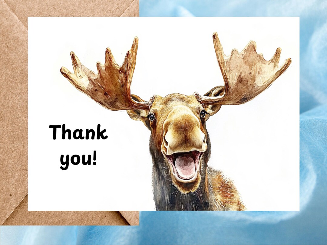 Moose Thank You Cards, Watercolor Moose Thank You Card Single, 10-pack ...