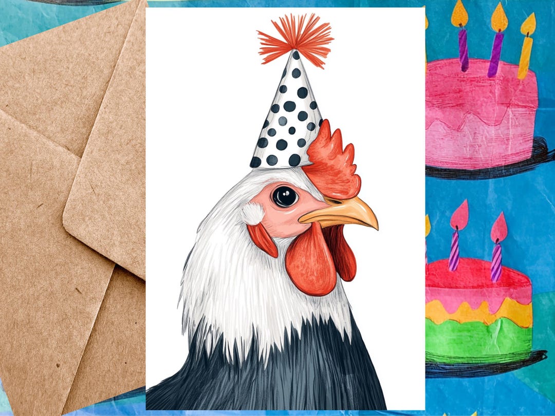 Cute Rooster Birthday Card for Kid - Happy Birthday Card Rooster ...