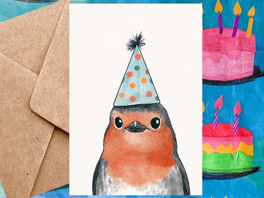 Cute Robin Birthday Card for Kid - Happy Birthday Card Robin ...