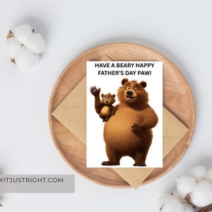Cute Bear Father's Day Card With Pun, Punny Dad Bear Paw Father's Day ...