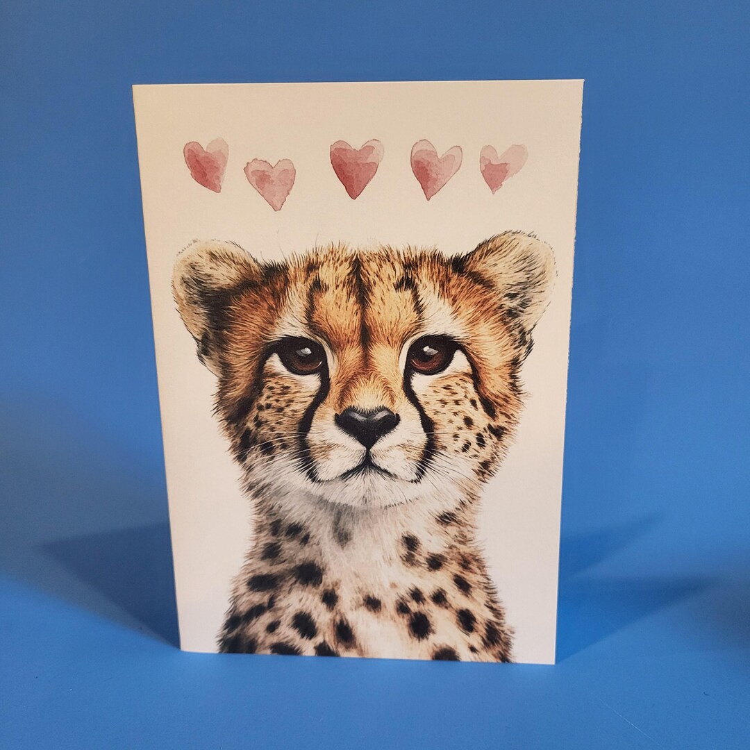 Cute Cheetah Anniversary Card or Love Notecard - Watercolor Cheetah ...