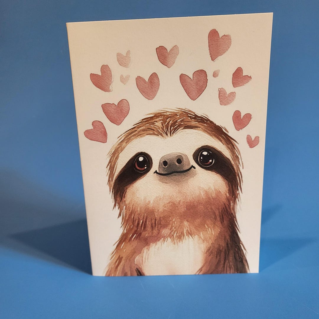 Cute Sloth Anniversary Card or Love Notecard - Watercolor Sloth Wedding ...