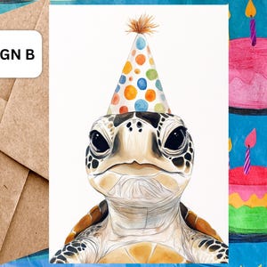 Cute Sea Turtle Birthday Card for Kid - Happy Birthday Card Sea Turtle ...