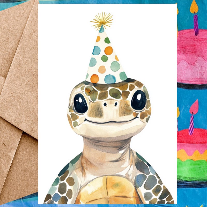 Turtle Birthday Card - Etsy